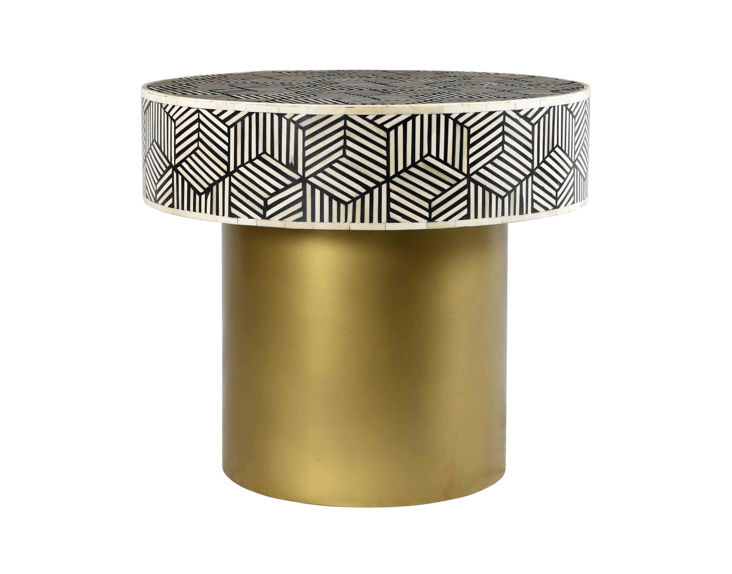 BONE INLAY ROUND SIDE TABLE | Michele Pelafas