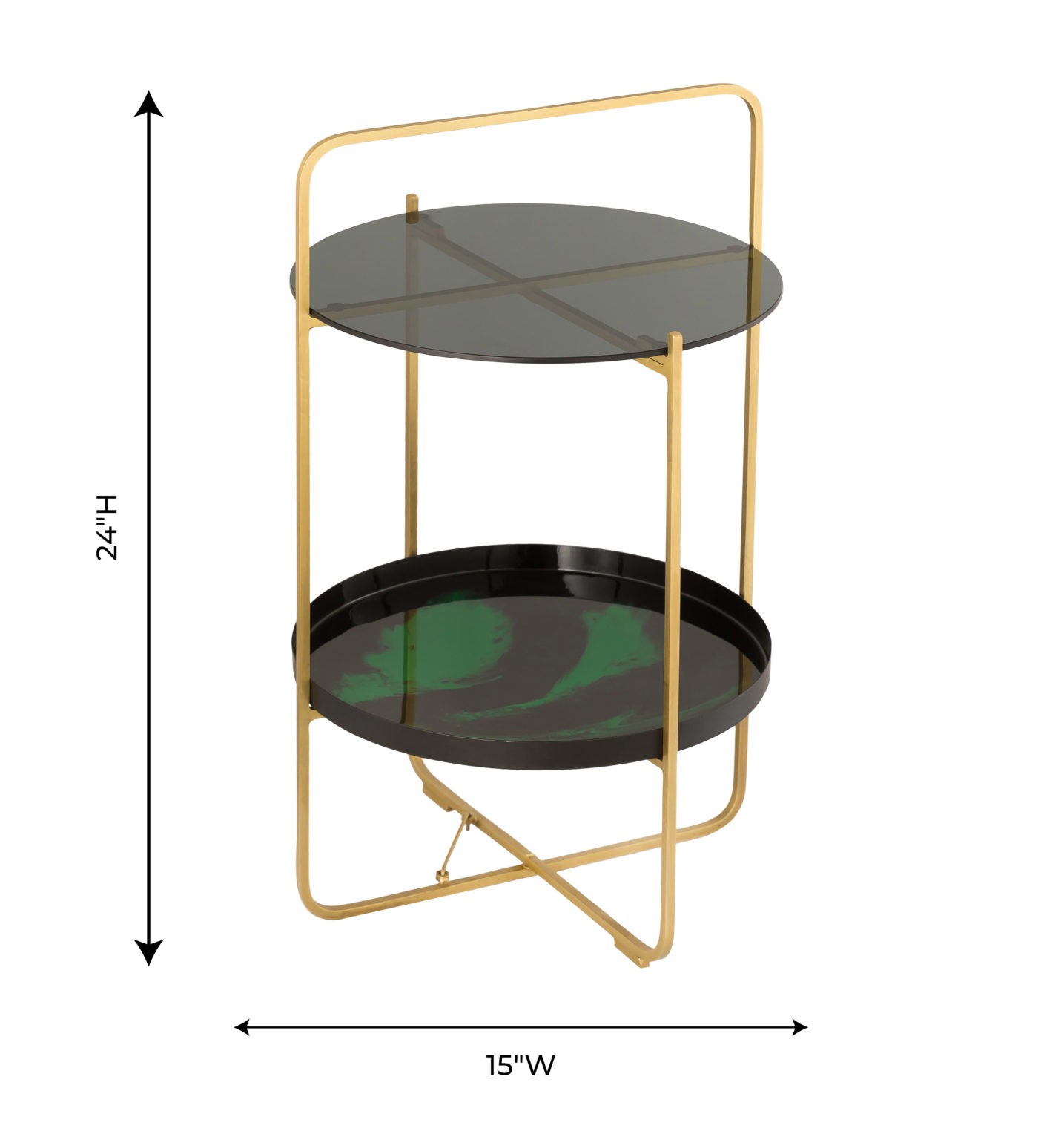 ENAMEL BLACK/GREEN ACCENT TABLE - Michele Pelafas