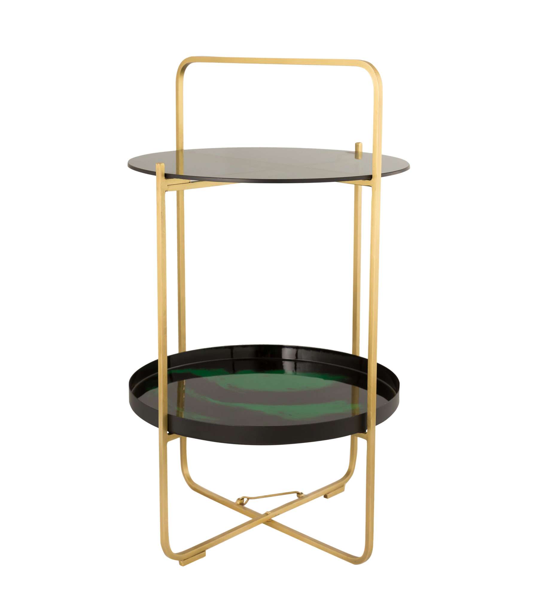 ENAMEL BLACK/GREEN ACCENT TABLE - Michele Pelafas