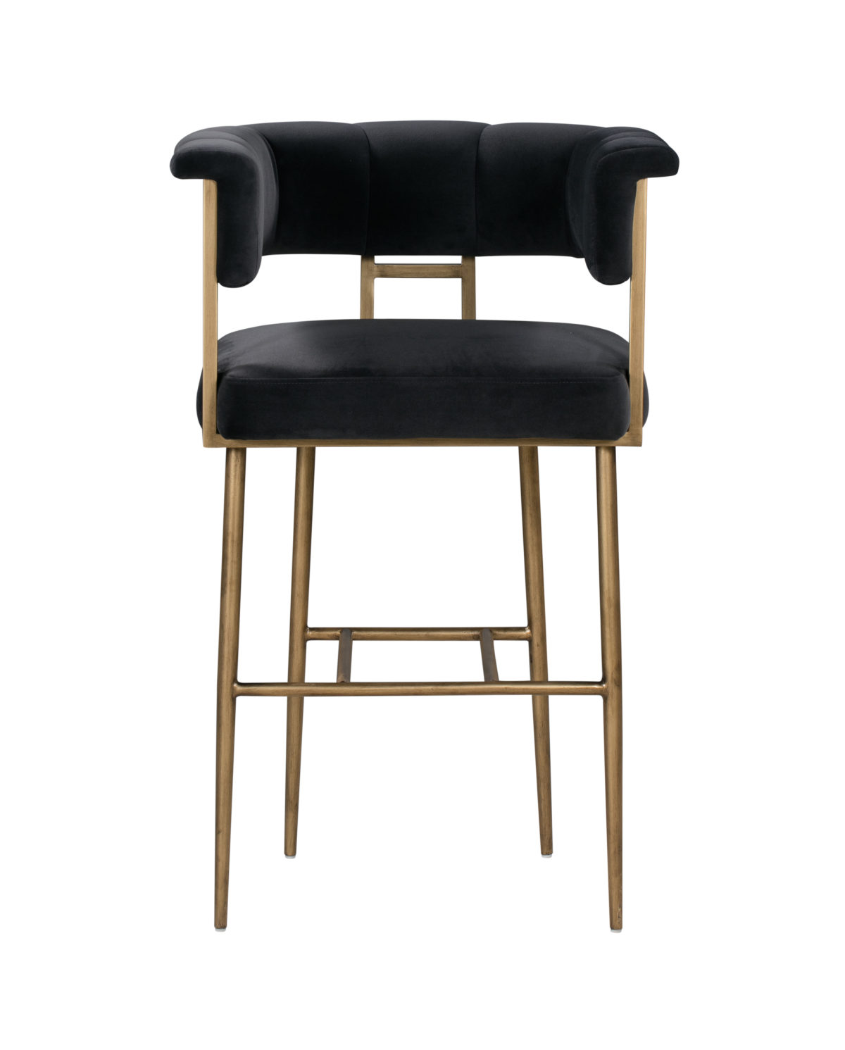 ASTRID GREY VELVET BAR STOOL | Michele Pelafas