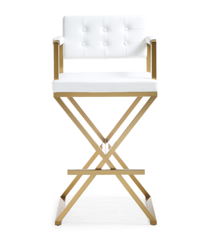 DIRECTOR WHITE GOLD STEEL BARSTOOL - Michele Pelafas